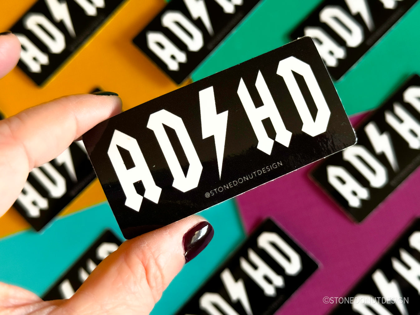 ADHD Sticker – Stone Donut Design