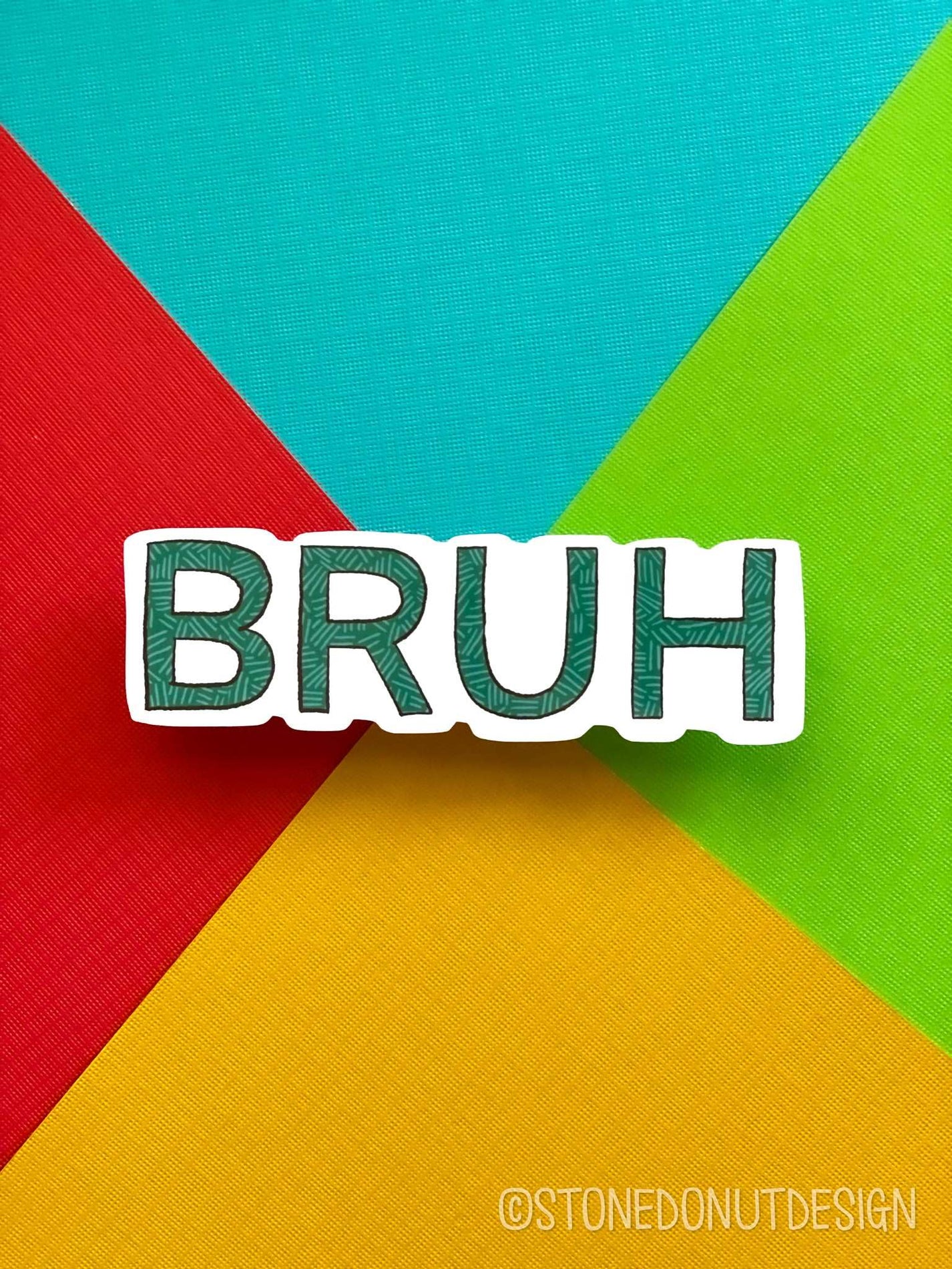 BRUH Vinyl Sticker – Stone Donut Design