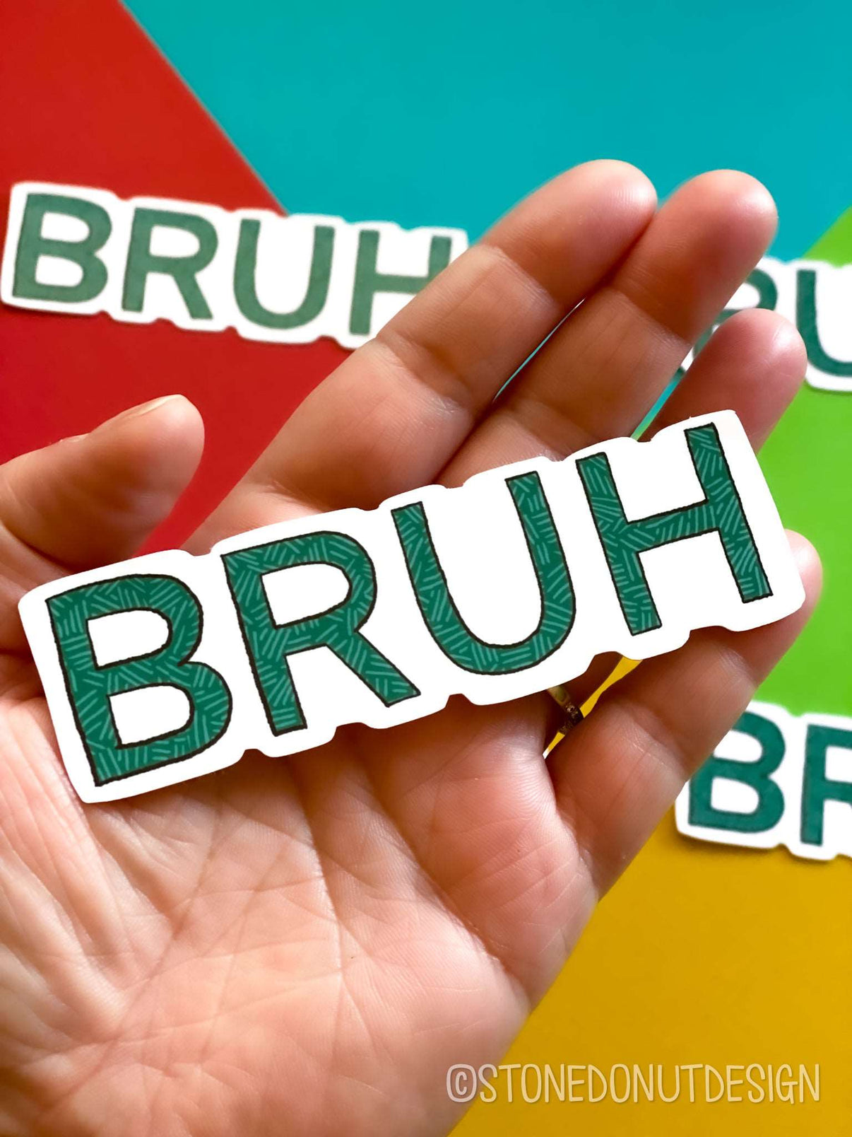 BRUH Vinyl Sticker – Stone Donut Design