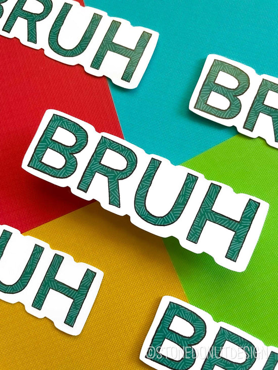 BRUH Vinyl Sticker – Stone Donut Design