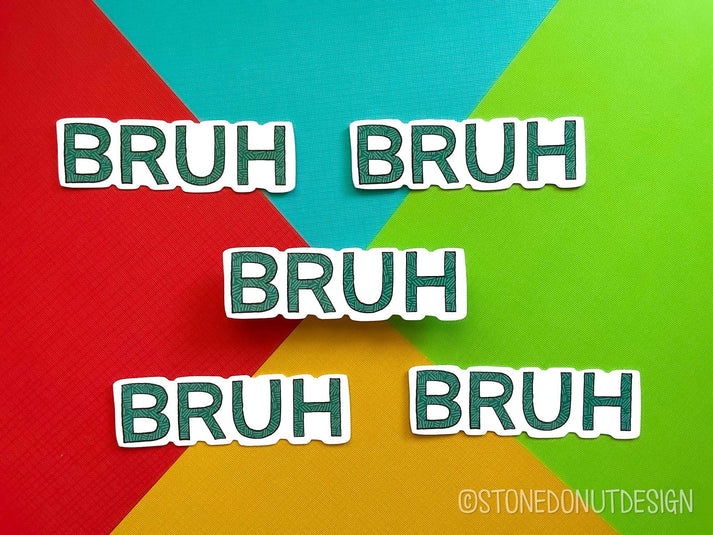 BRUH Vinyl Sticker – Stone Donut Design
