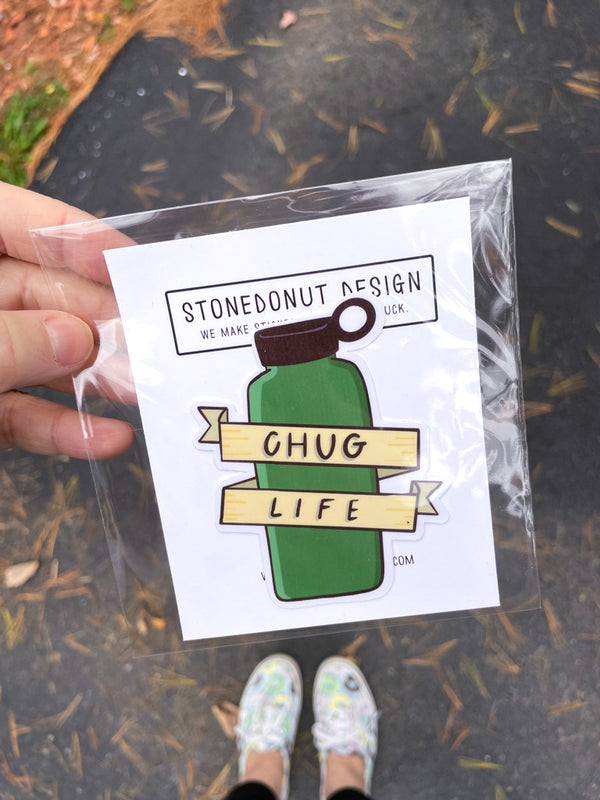 Chug Life Vinyl Sticker – Stone Donut Design