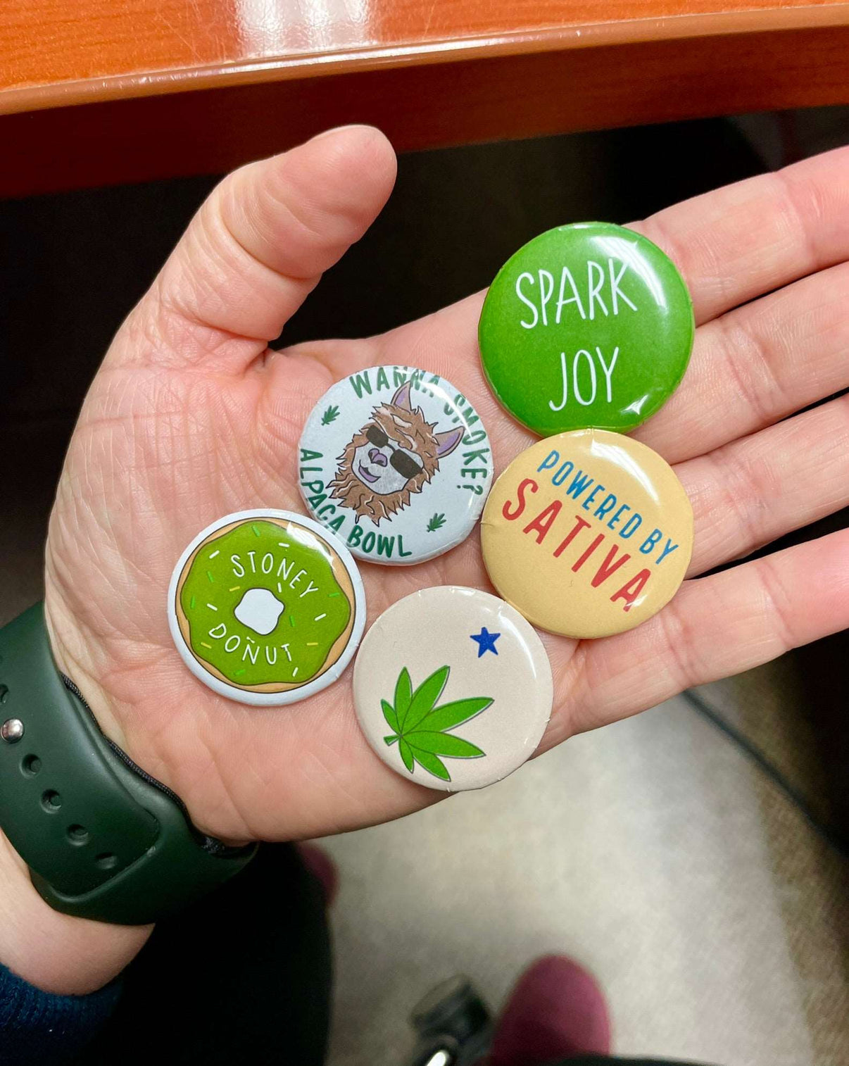 Assorted Pinback Button Designs – Stone Donut Design