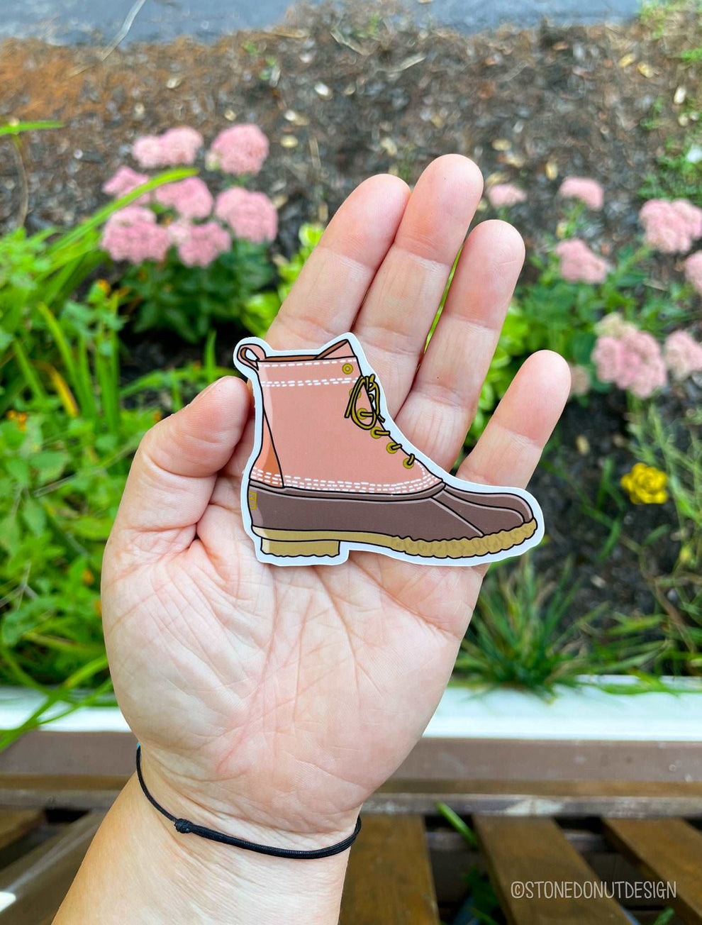 Bean Boot Mainer Sticker – Stone Donut Design