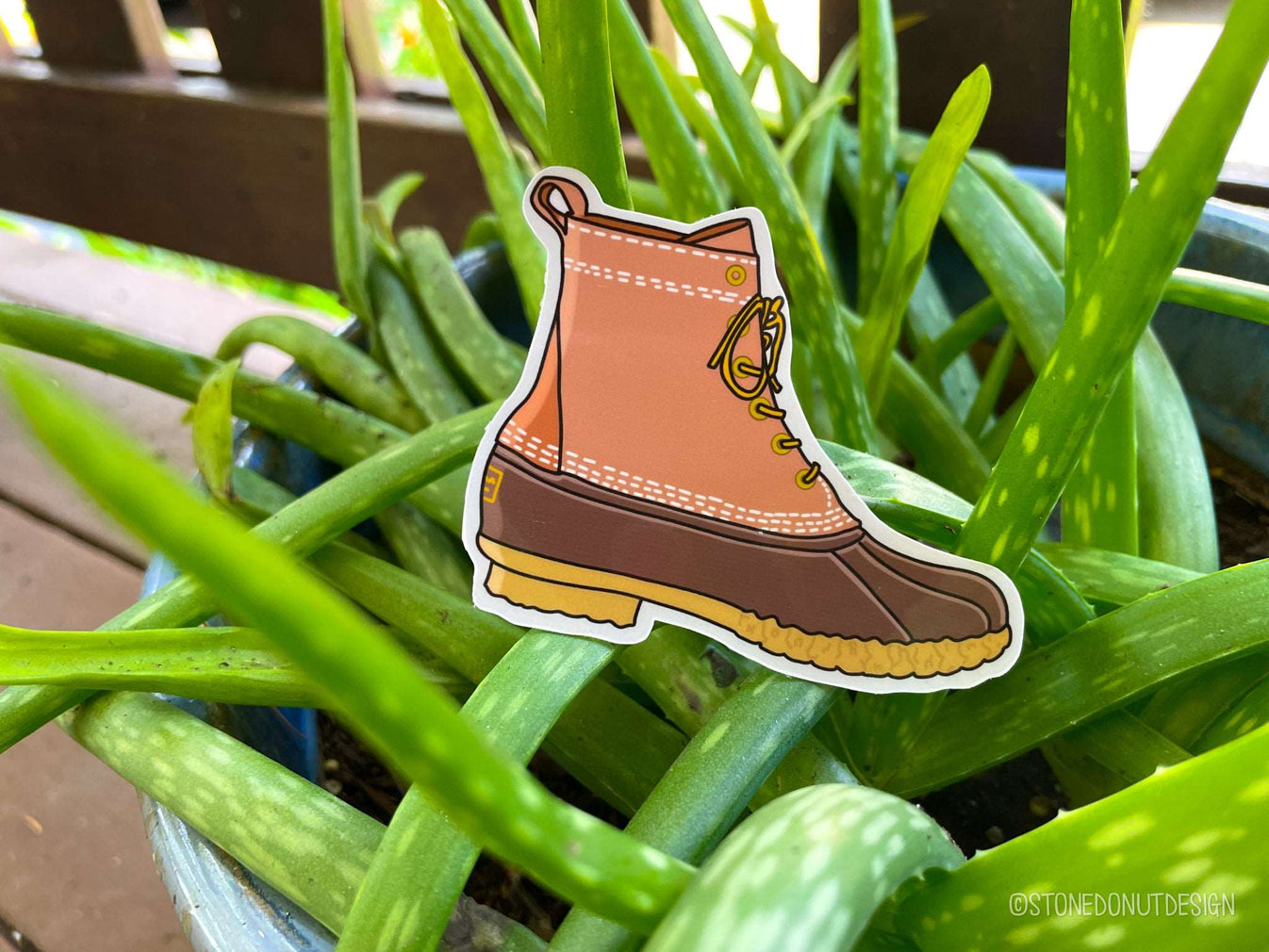 Bean Boot Mainer Sticker – Stone Donut Design