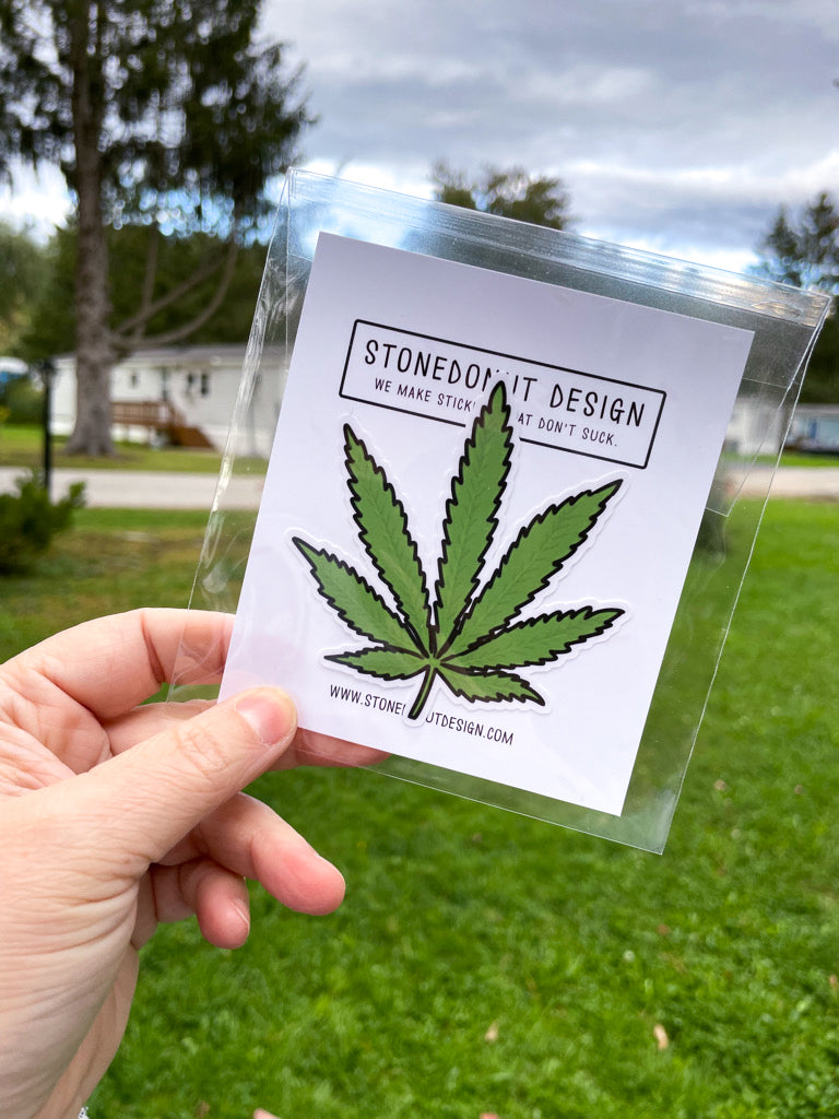 Cannabis Leaf Vinyl Sticker – Stone Donut Design