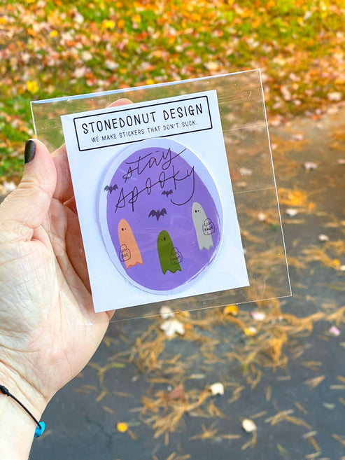 Stay Spooky Vinyl Sticker – Stone Donut Design