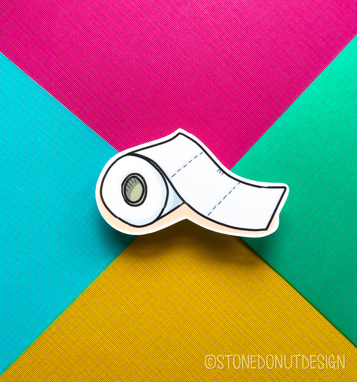 Toilet Paper Roll Vinyl Sticker – Stone Donut Design