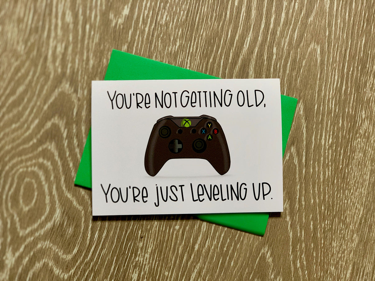 You're Not Old, You're Just Leveling Up Gamer Birthday Card by StoneDo ...