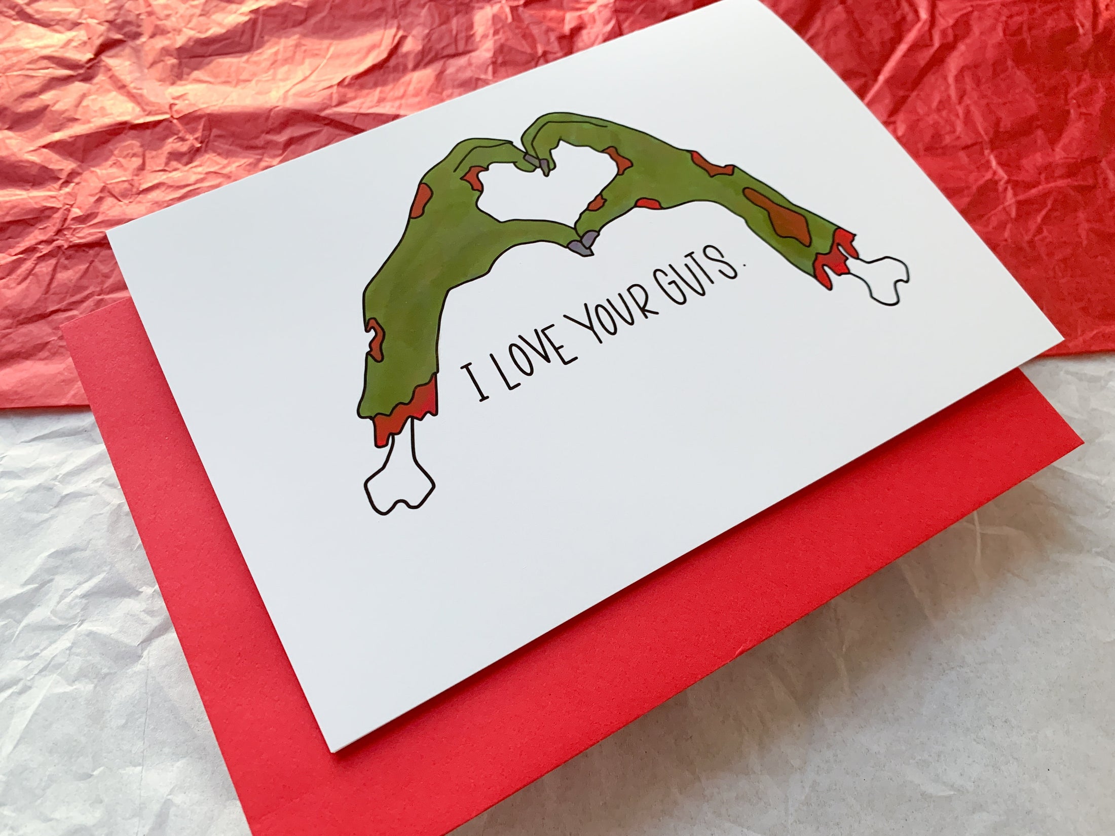 Zombie I Love Your Guts Card by StoneDonut Design – Stone Donut Design