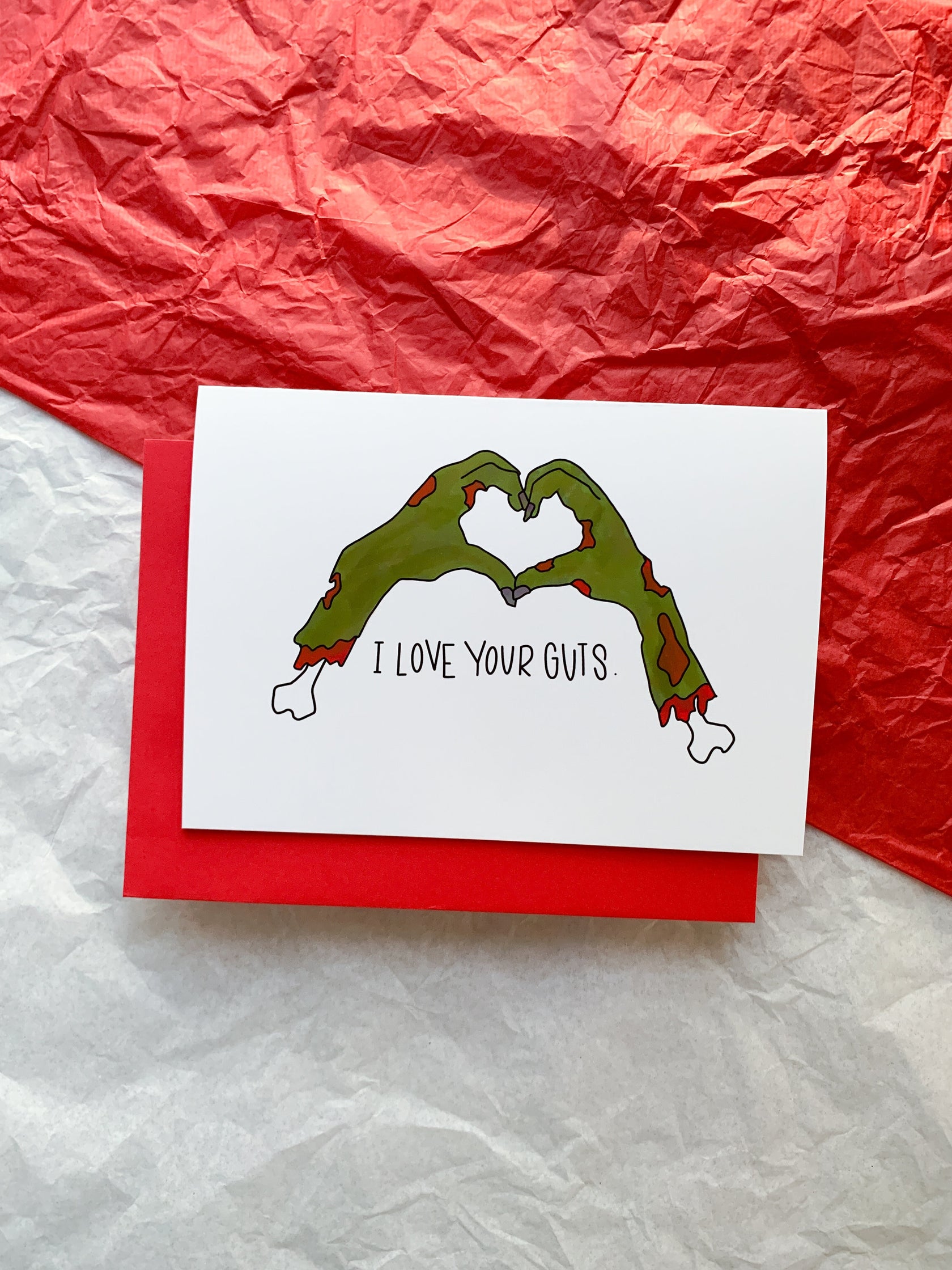 Zombie I Love Your Guts Card by StoneDonut Design – Stone Donut Design